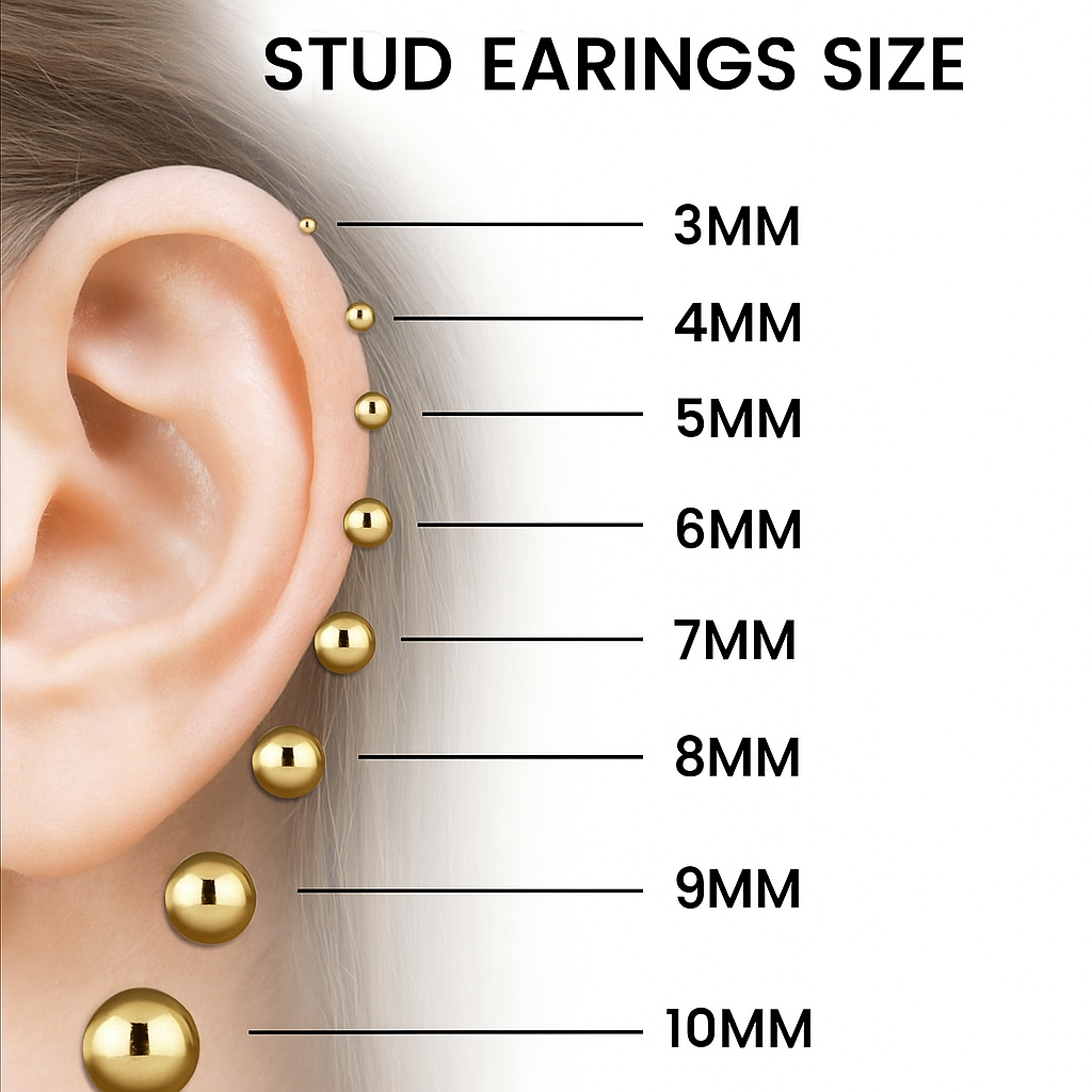 Stud Earring Size Chart in Millimeters & Inches: The Complete Guide