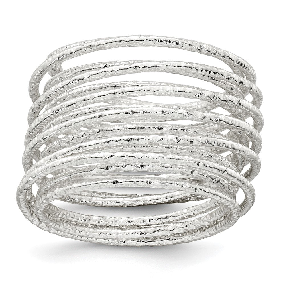 Shop Stylish Polished and Textured Sterling Silver Spring Ring - Size 7