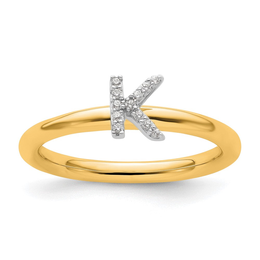 Exclusive 14K Gold Stackable Diamond Initial K Ring - Stylish Luxury Gift