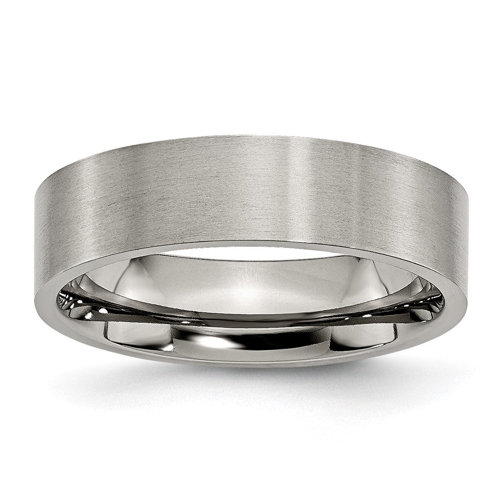Buy Stylish 6mm Brushed Titanium Flat Band - Exclusive Chisel Design