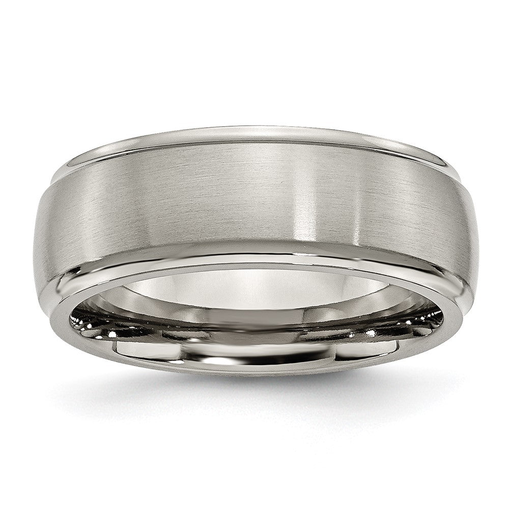 Order Stylish 8mm Brushed Titanium Chisel Band - Luxury Ridged Edge Design