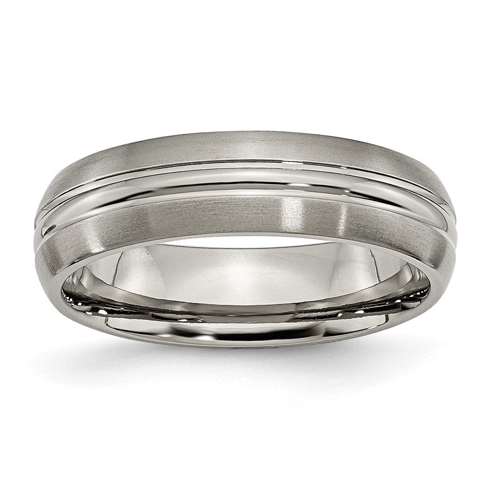 Exclusive 6mm Brushed Titanium Grooved Chisel Band - Stylish & Affordable