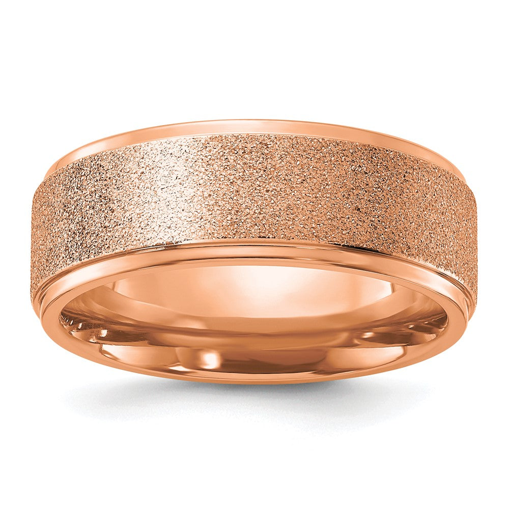 Buy Stylish 8mm Polished Titanium Chisel Band with Rose IP Plating